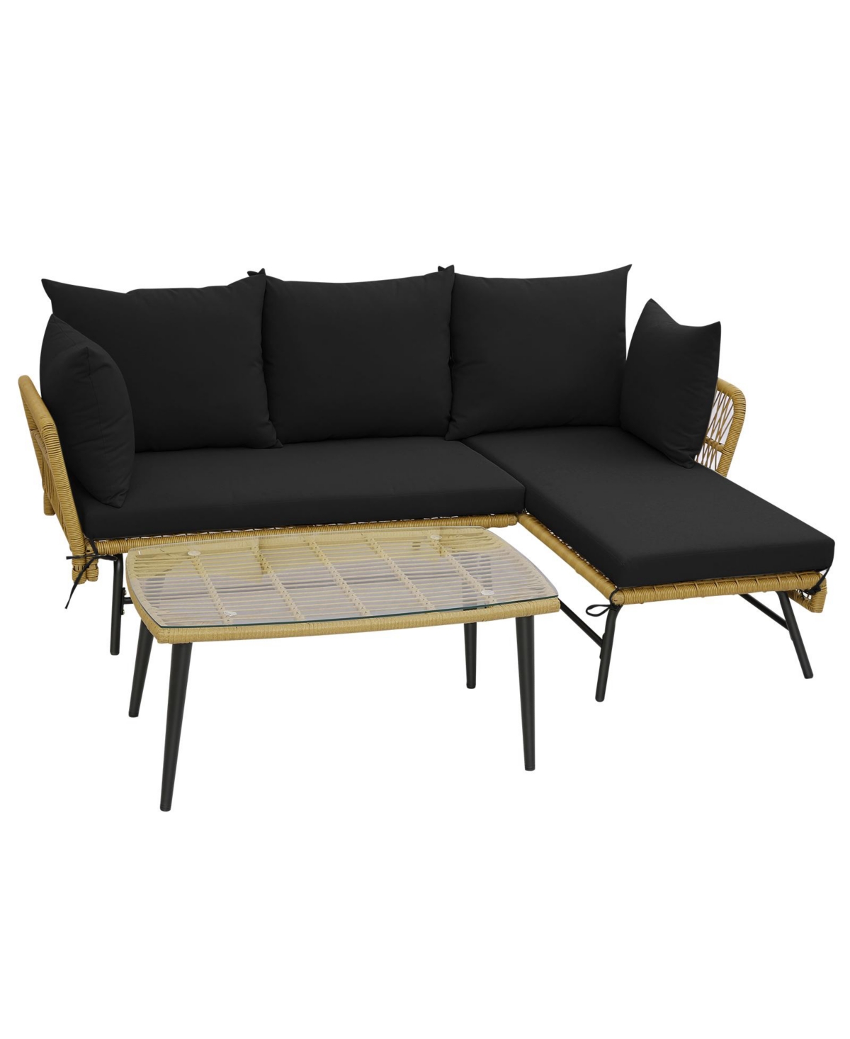 Click here for 3 Pieces L-Shaped Patio Sofa with Cushions and Tem... prices