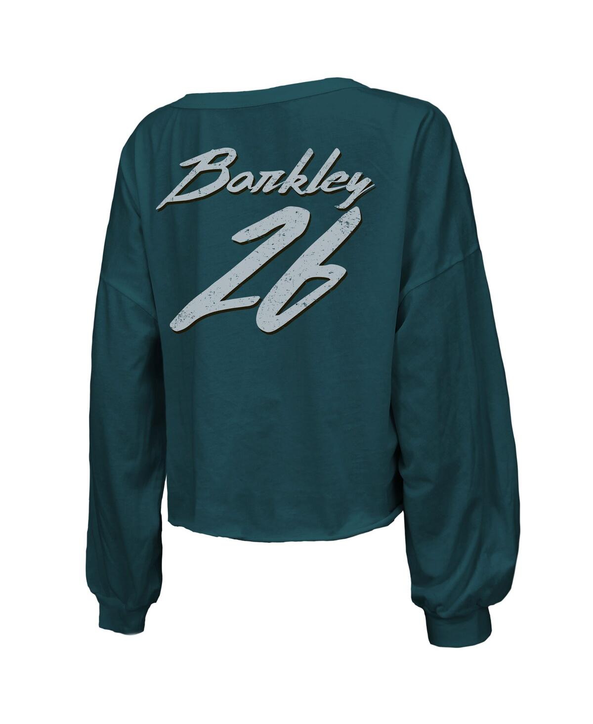 Majestic Women's Saquon Barkley Midnight Green Philadelphia Eagles Super Bowl Lix Name Number ...