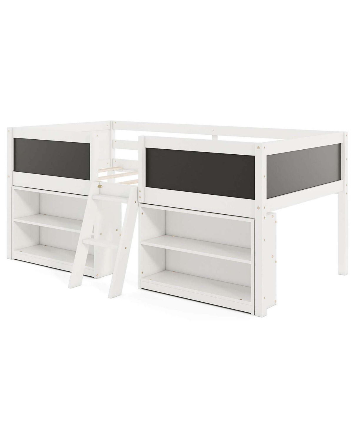 Click here for Twin Size Low Loft Bed with Ramp Ladder & Bookcase... prices