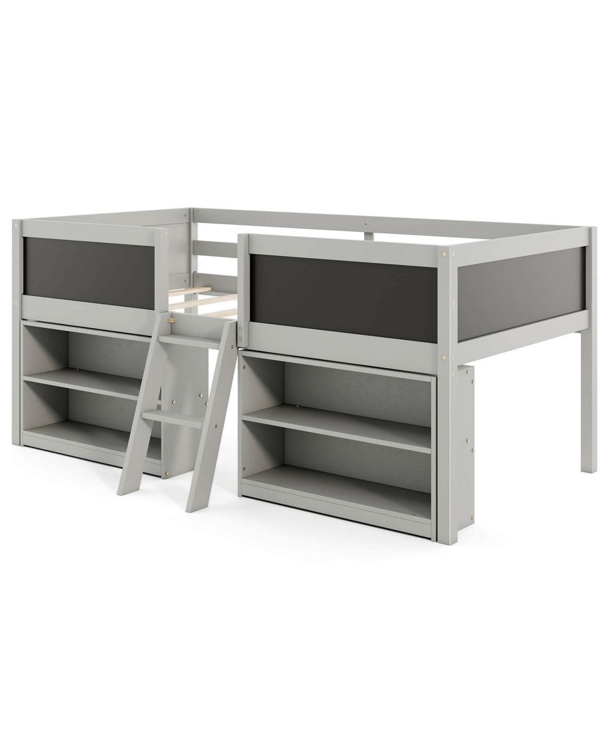 Click here for Twin Size Low Loft Bed with Ramp Ladder & Bookcase... prices