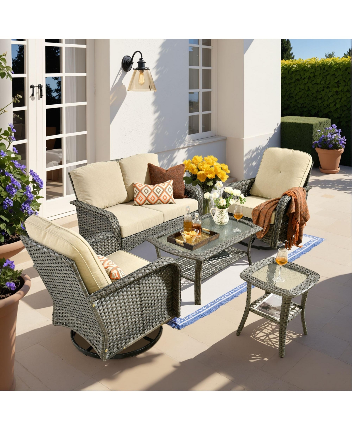 Click here for Xizzi 5-Piece Outdoor Wicker Patio Furniture Set... prices