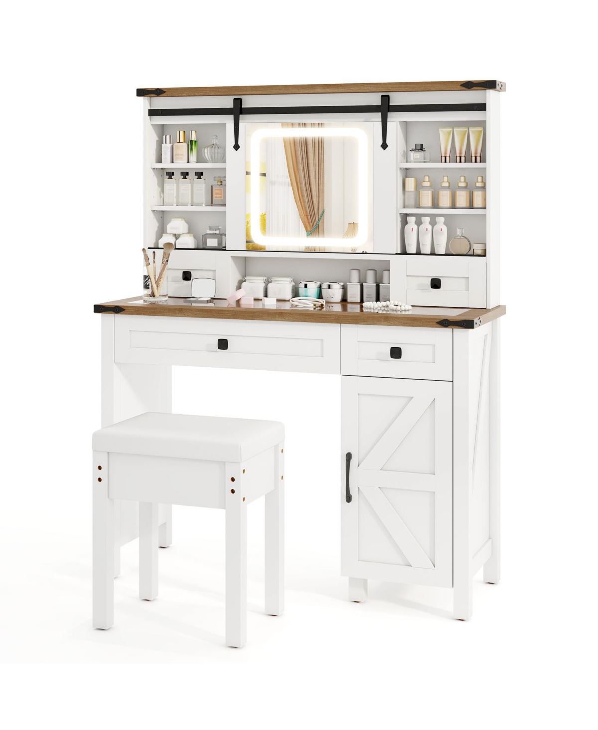 Click here for Makeup Vanity Desk with Mirror and 3-Color Dimmabl... prices