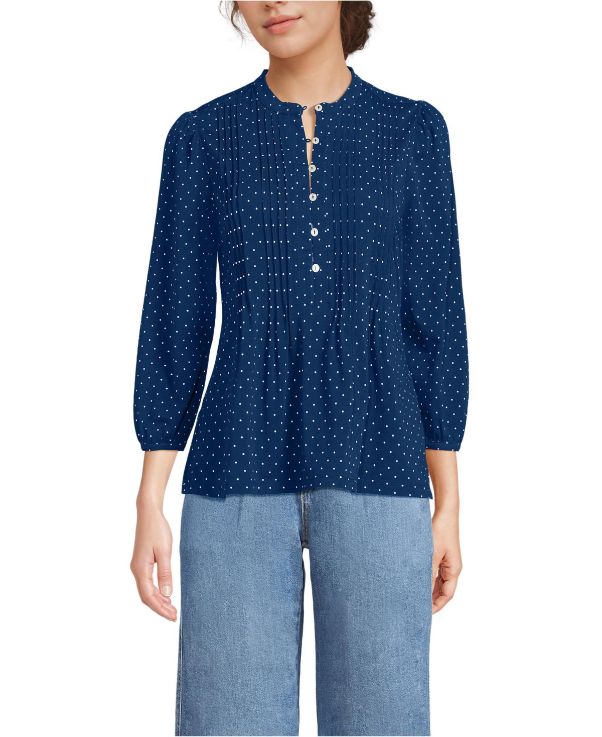 Click here for Lands End Womens Lightweight Jersey Button Pintuck... prices