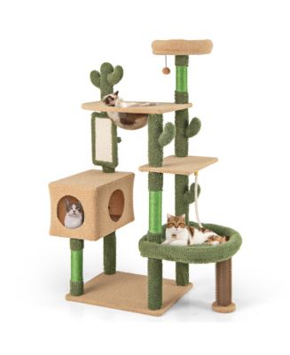 Gymax 59'' Cactus Cat Tree for Indoor Cats w/ Sisal Scratching Posts ...