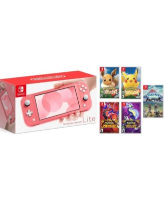 Nintendo Switch Lite Coral Pokemon Bundle With Legends Arceus , Scarlet ...