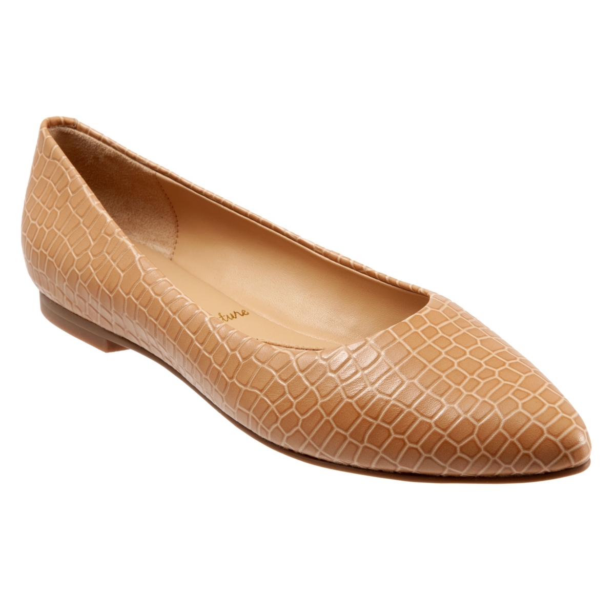 Click here for Trotters Estee Flat - Nude croco prices