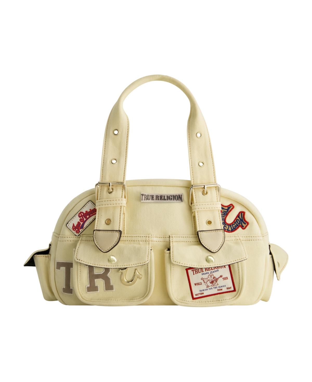 Click here for True Religion Multi Patch Satchel - Beige prices