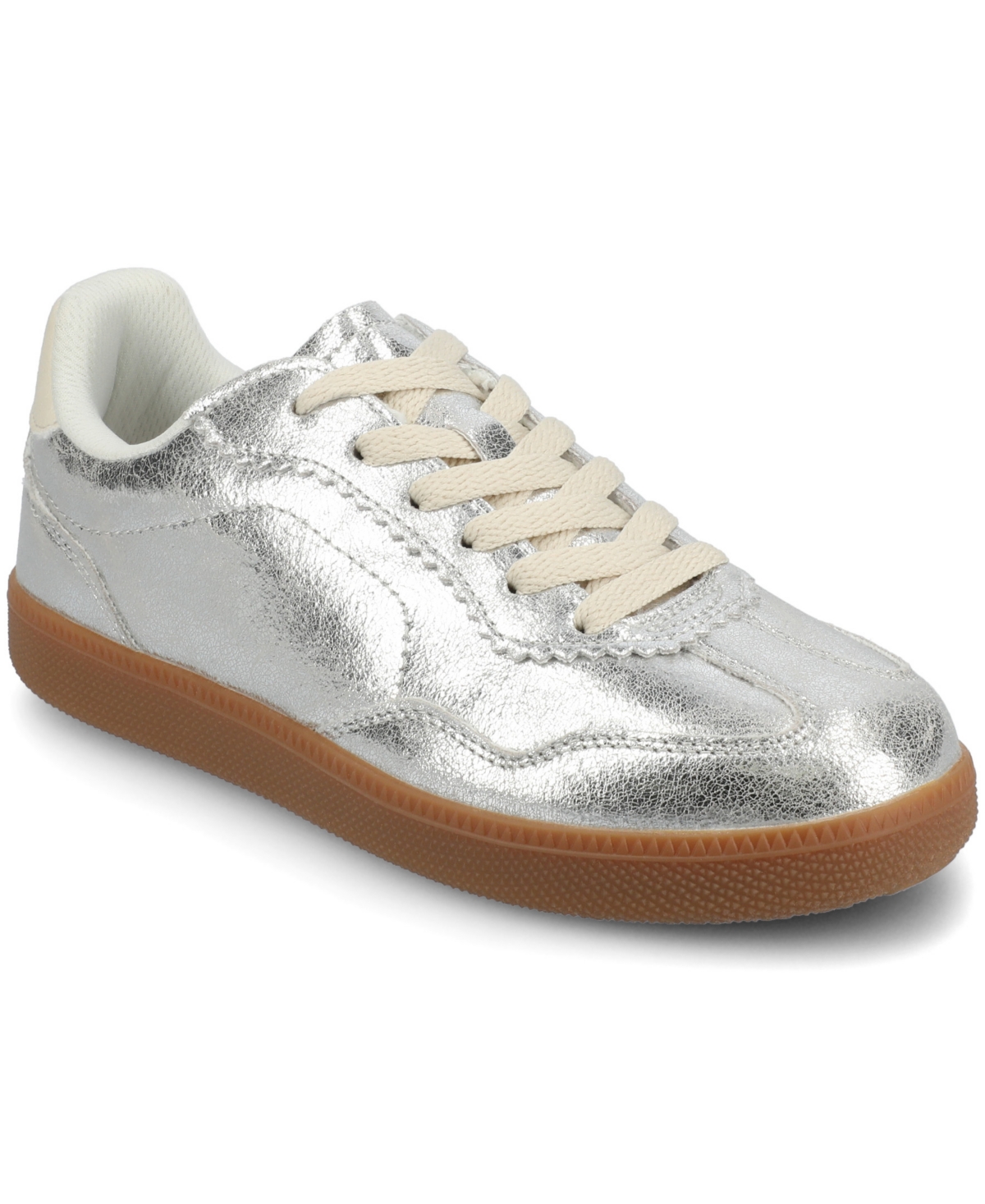Journee Collection Womens Lummie Casual Lace-Up Sneakers - Silver