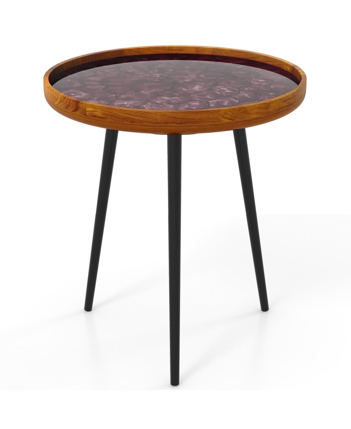 Click here for Round End Table with Sea Shell Inlay and Epoxy Res... prices