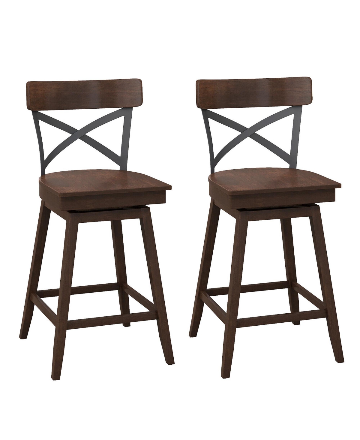 Click here for Gymax Set of 2 Wooden Swivel Bar Stools Counter He... prices