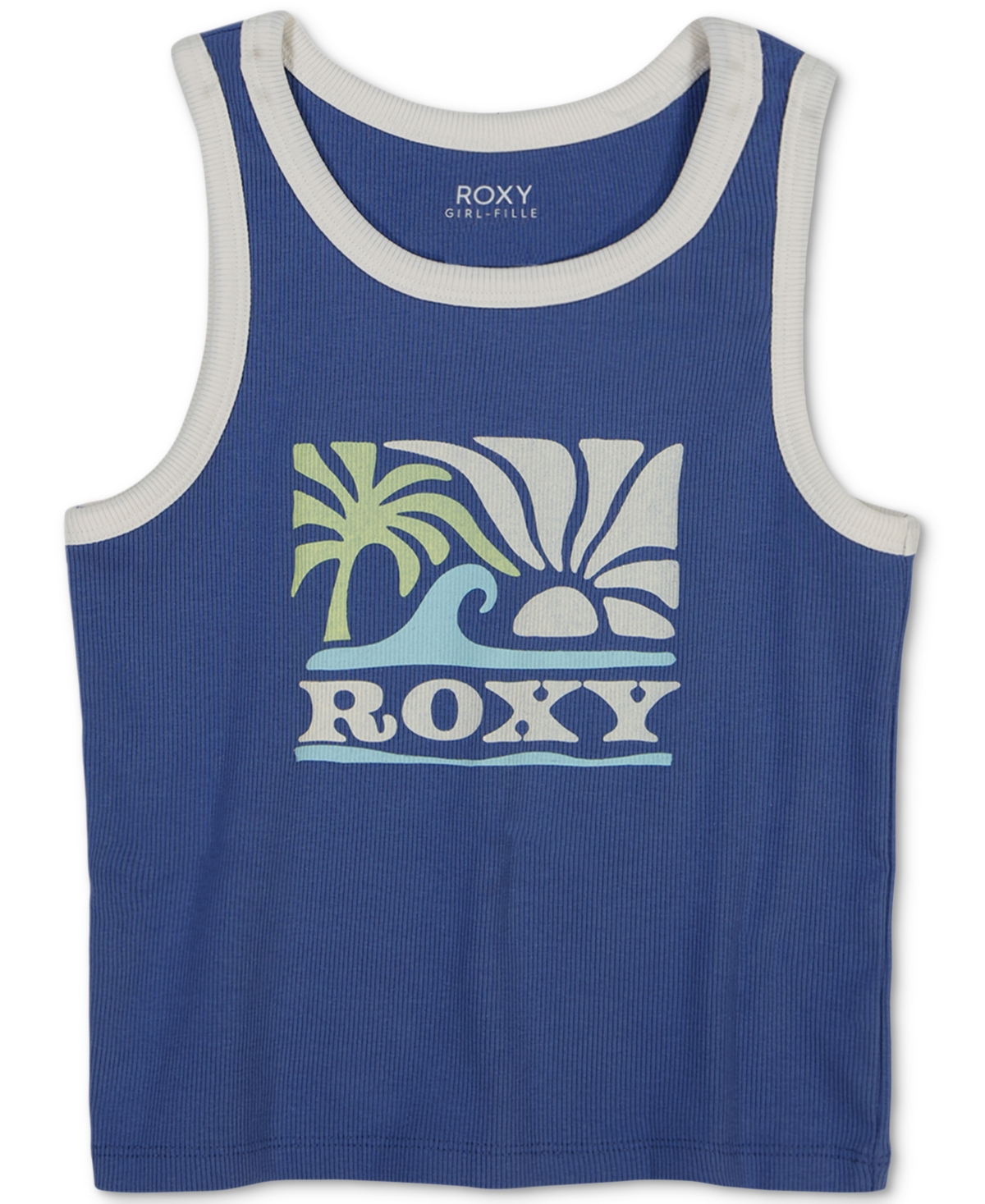 Roxy Big Girls Wavy Day Graphic Ribbed Tank Top - Coastal Fjord