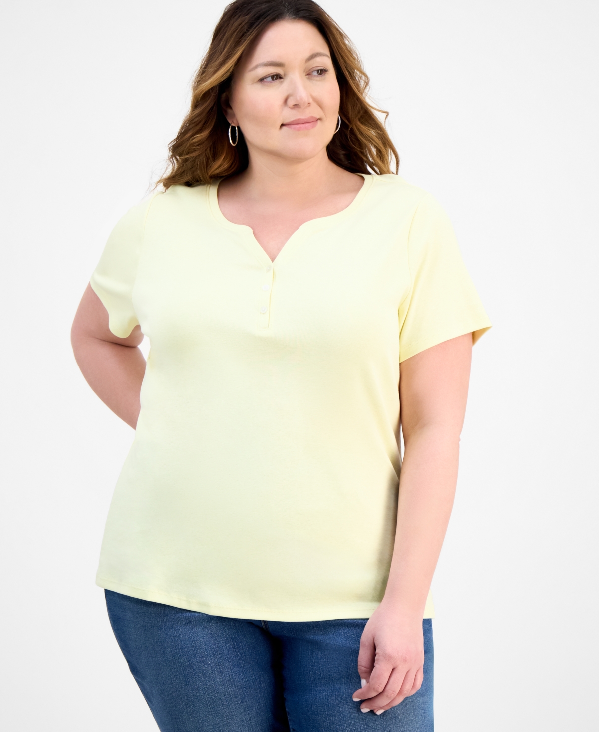 Click here for Style & Co Plus Size Short-Sleeve Henley Top  Excl... prices