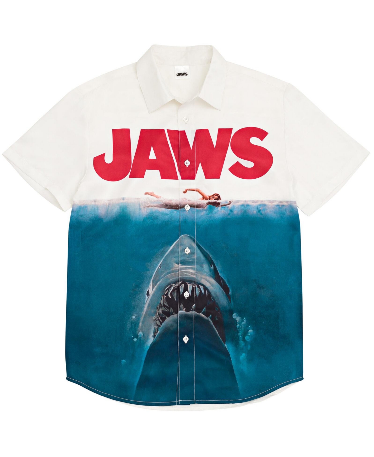 Click here for Jaws Boys Hawaiian Button Down Dress Shirt - White... prices