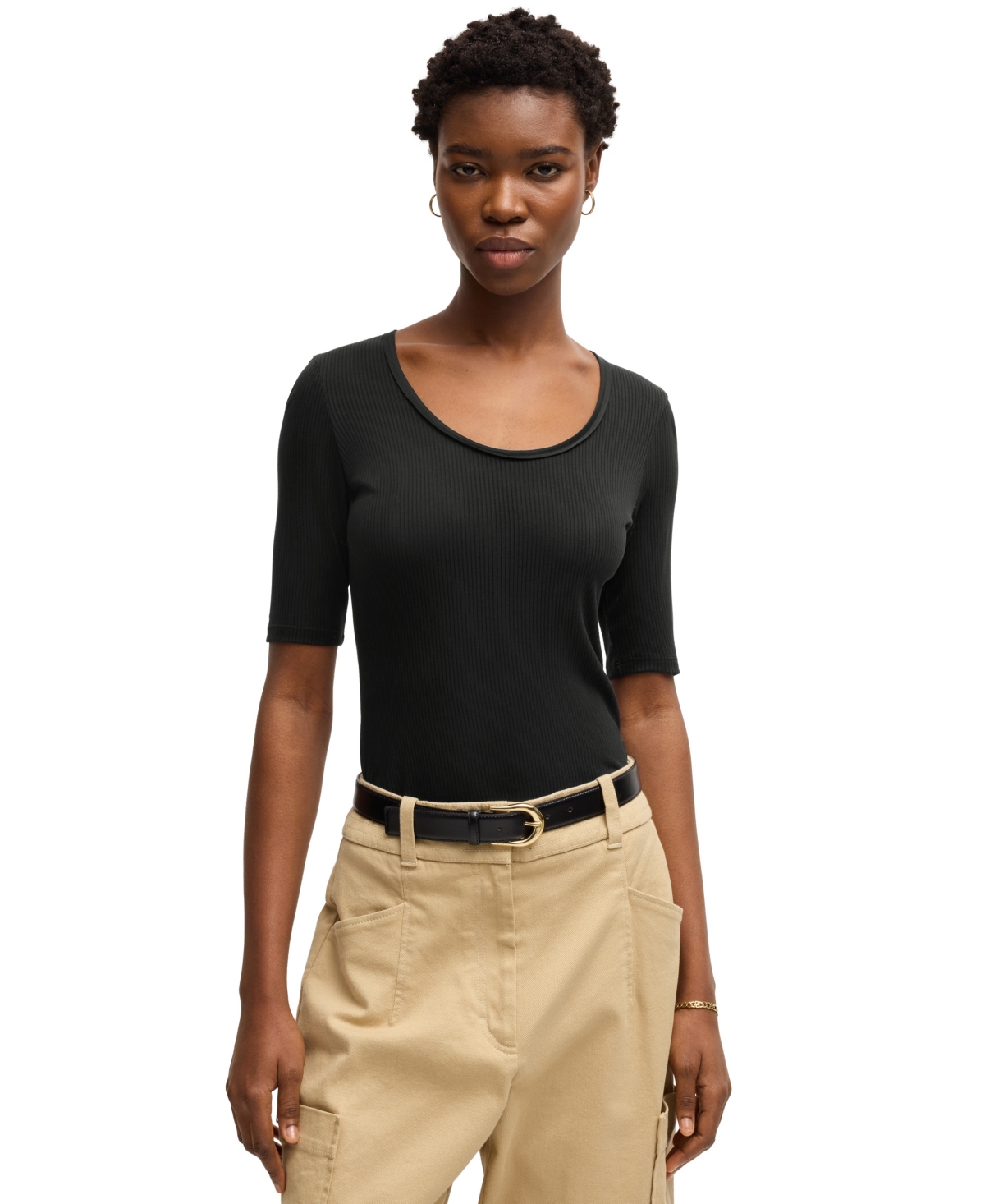 Click here for Boss by Hugo Boss Womens Ribbed Scoop Neck T-Shirt... prices
