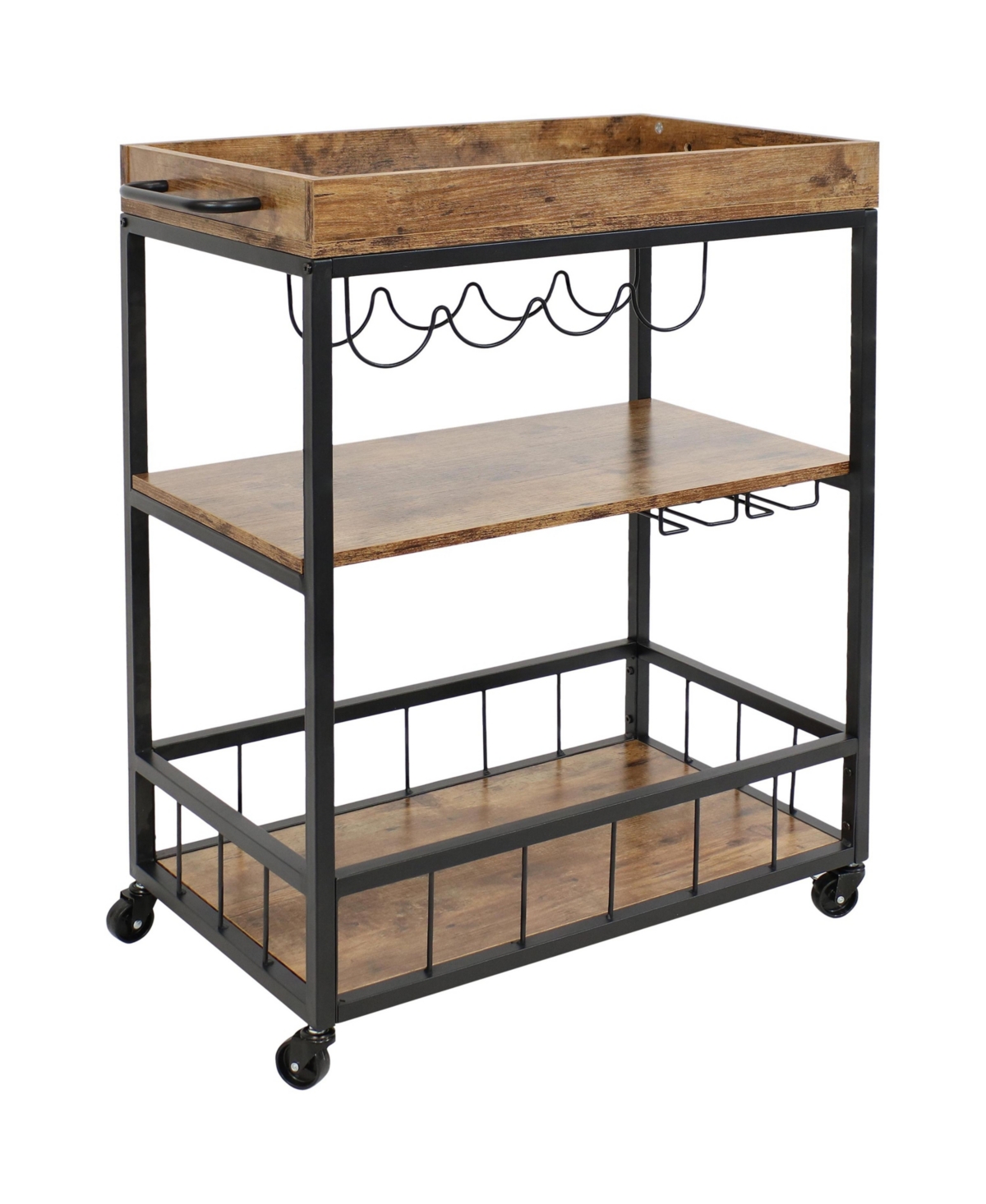 Click here for 3 Tier Rustic Industrial Style Rolling Indoor Bar... prices