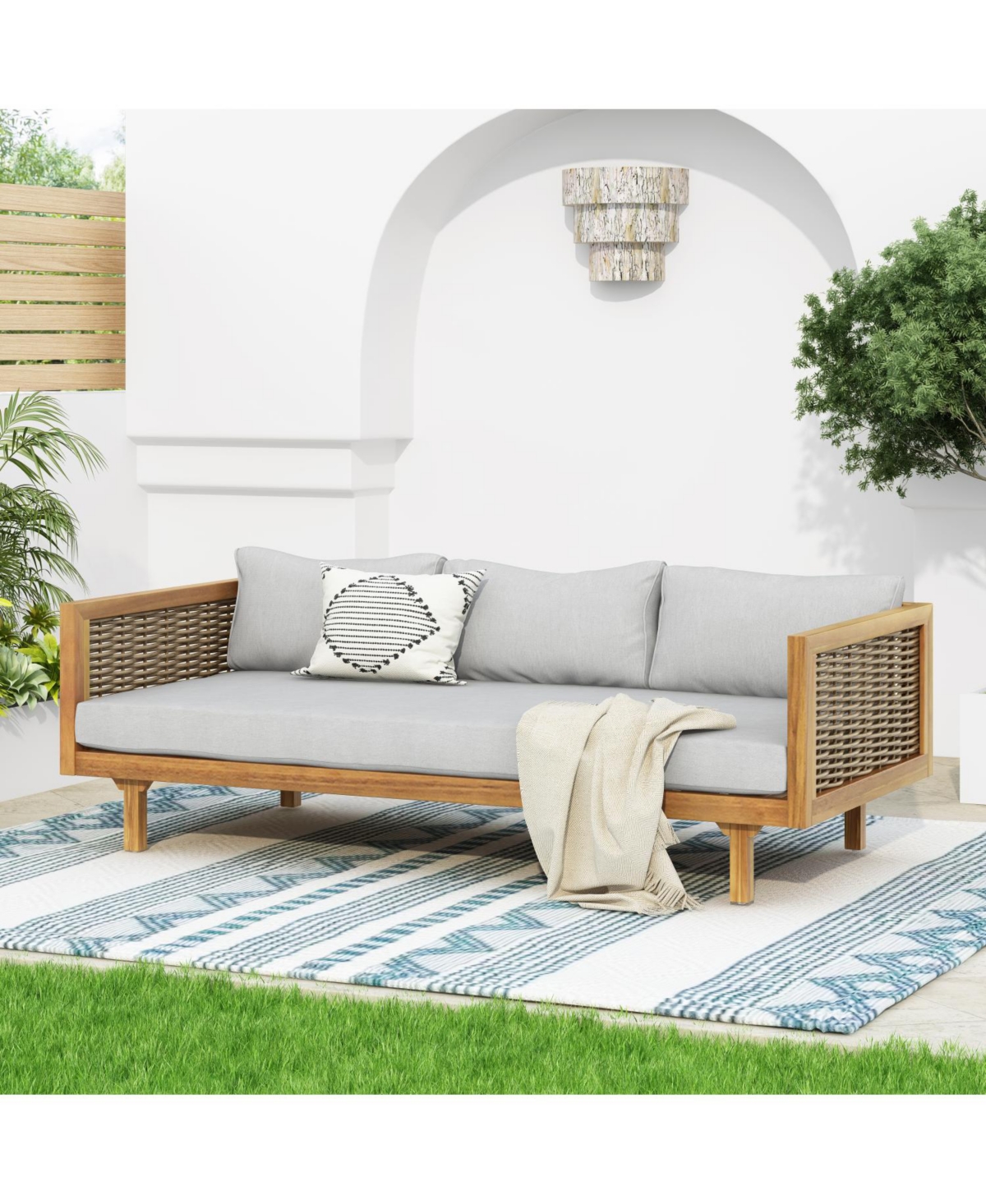 Click here for Streamdale Acacia Wood Daybed with Water-Resistant... prices