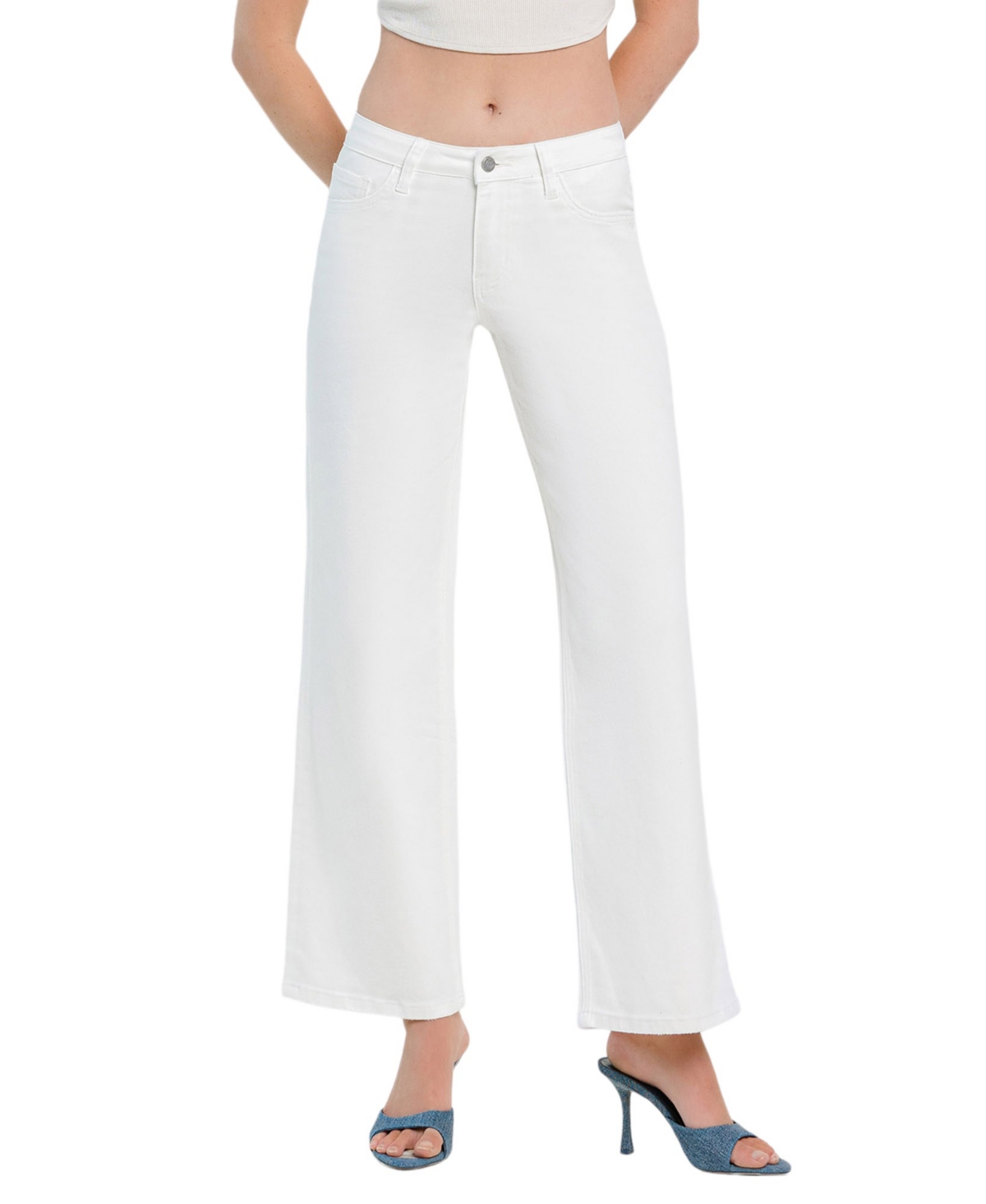 Click here for Vervet Womens Mid Rise Wide Leg Jeans - Optic whit... prices