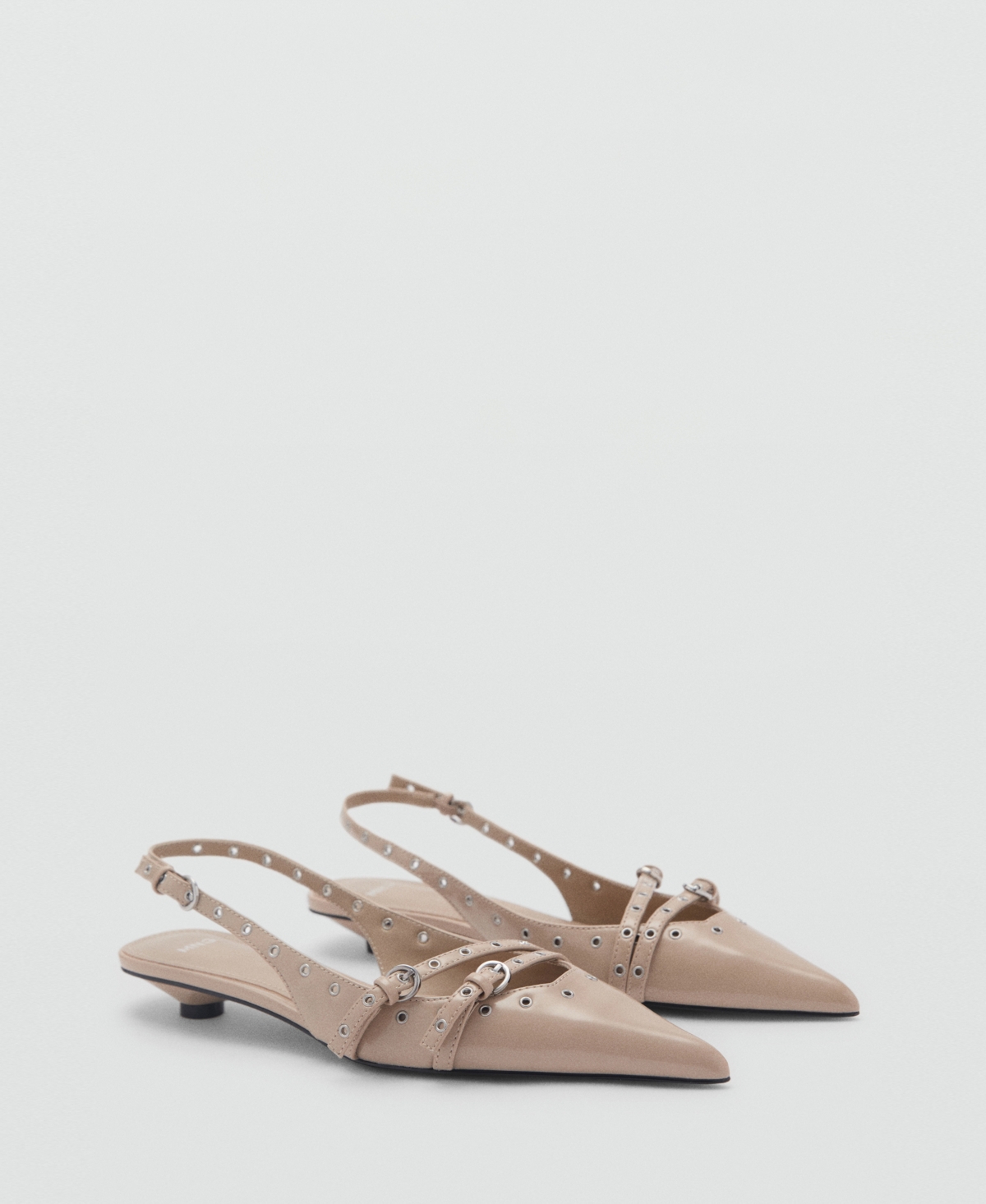 Click here for Mango Womens Die-Cut Kitten Shoes - Ice Gray prices