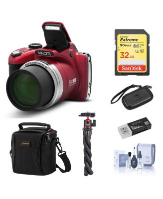 Minolta MN53Z 16MP FHD Digital Camera with 53x Optical Zoom, Wi-Fi, Red ...