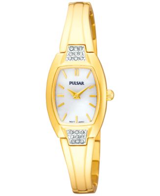 Pulsar Women's Gold-Tone Stainless Steel Bangle Bracelet Watch 19mm ...