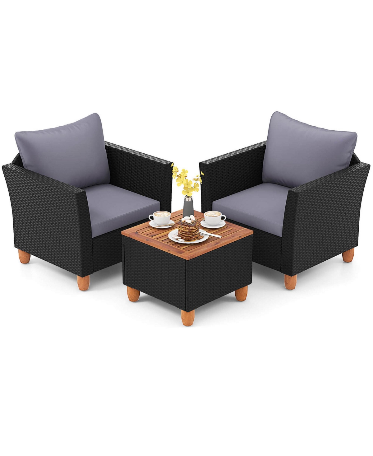 Click here for Gymax Set of 3 Rattan Furniture Set Patio Cushione... prices