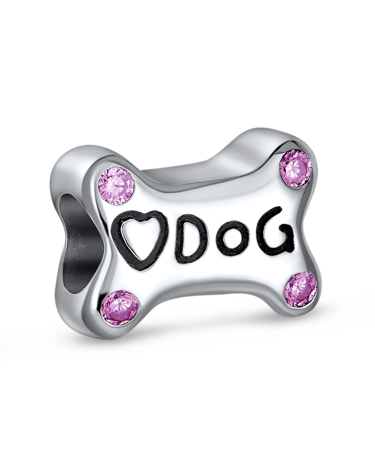 Click here for Bling Jewelry Sterling Silver Dog Bone Pink Cz Hea... prices