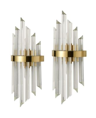 MOOSE Modern Gold Brass Glass Crystal Wall Sconce, Set of 2 - Macy's