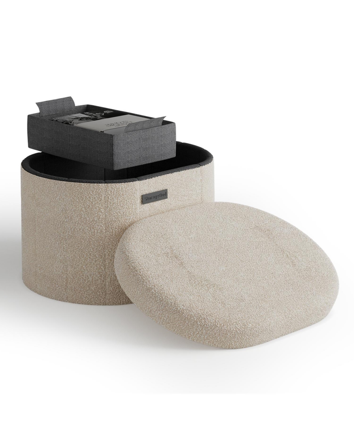 Click here for Ovel Boucle Ottoman Storage Bench – Modern... prices