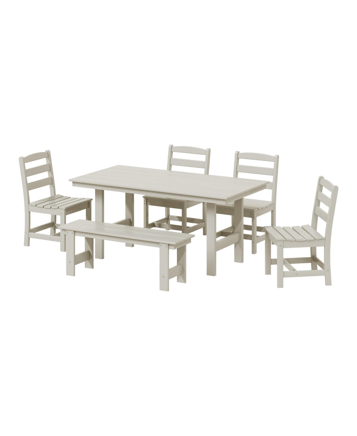 Click here for 6-Piece Outdoor Hdpe Rectangular Patio Dining Tabl... prices