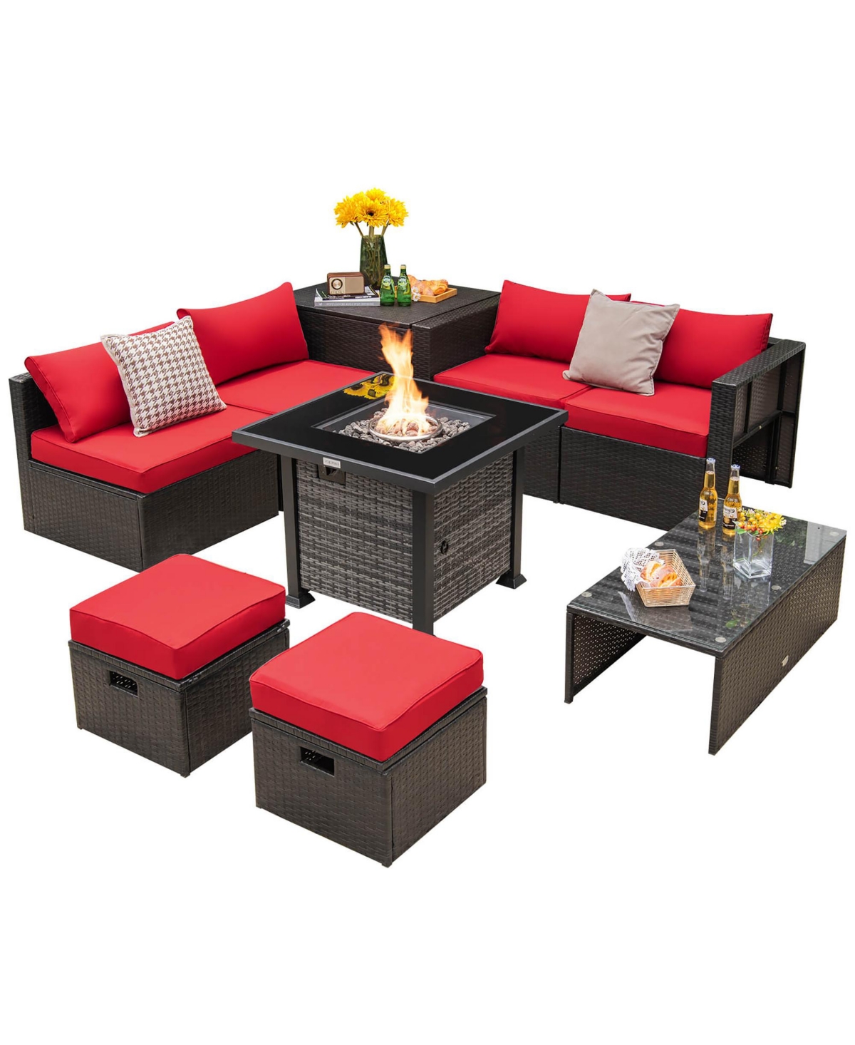 Click here for Gymax 9 Pieces Furniture Set w/ 50 000 Btu Propane... prices