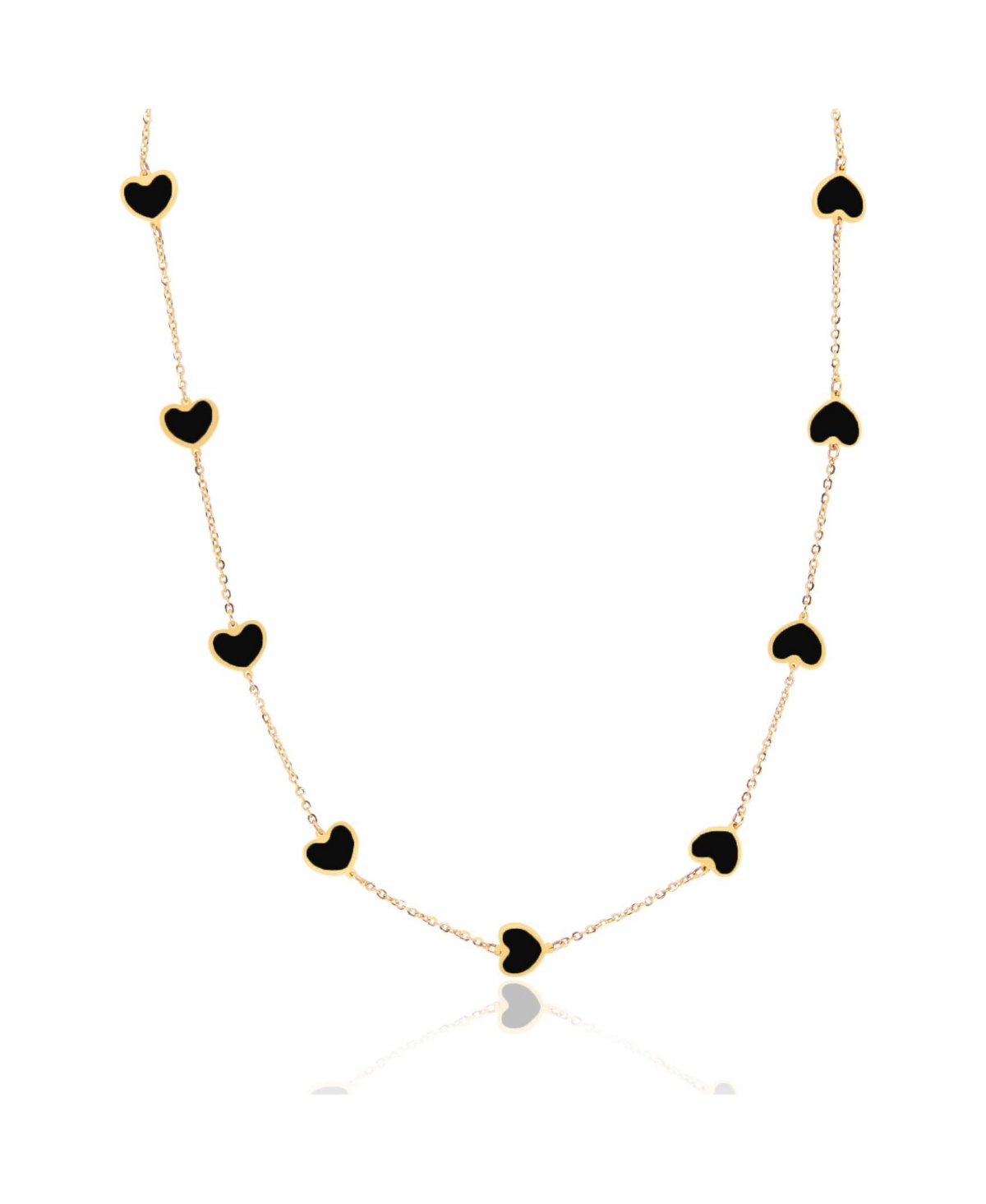 Click here for The Lovery Onyx Heart Station Necklace 14K Gold -... prices