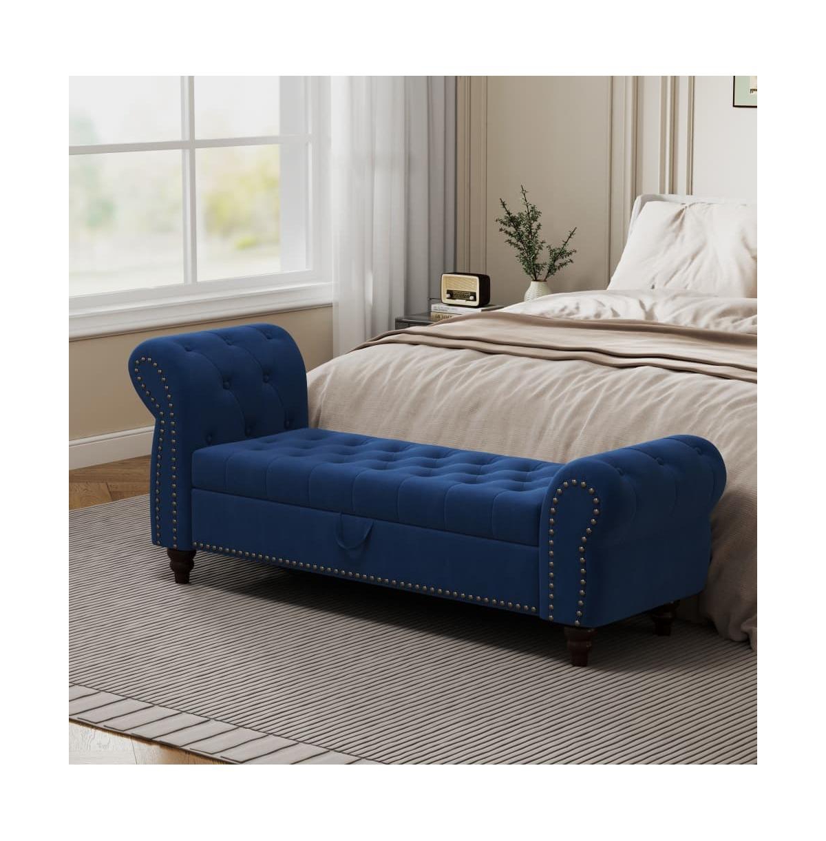 Click here for 64.5 Inch Velvet Upholstered Storage Bench  Tufted... prices