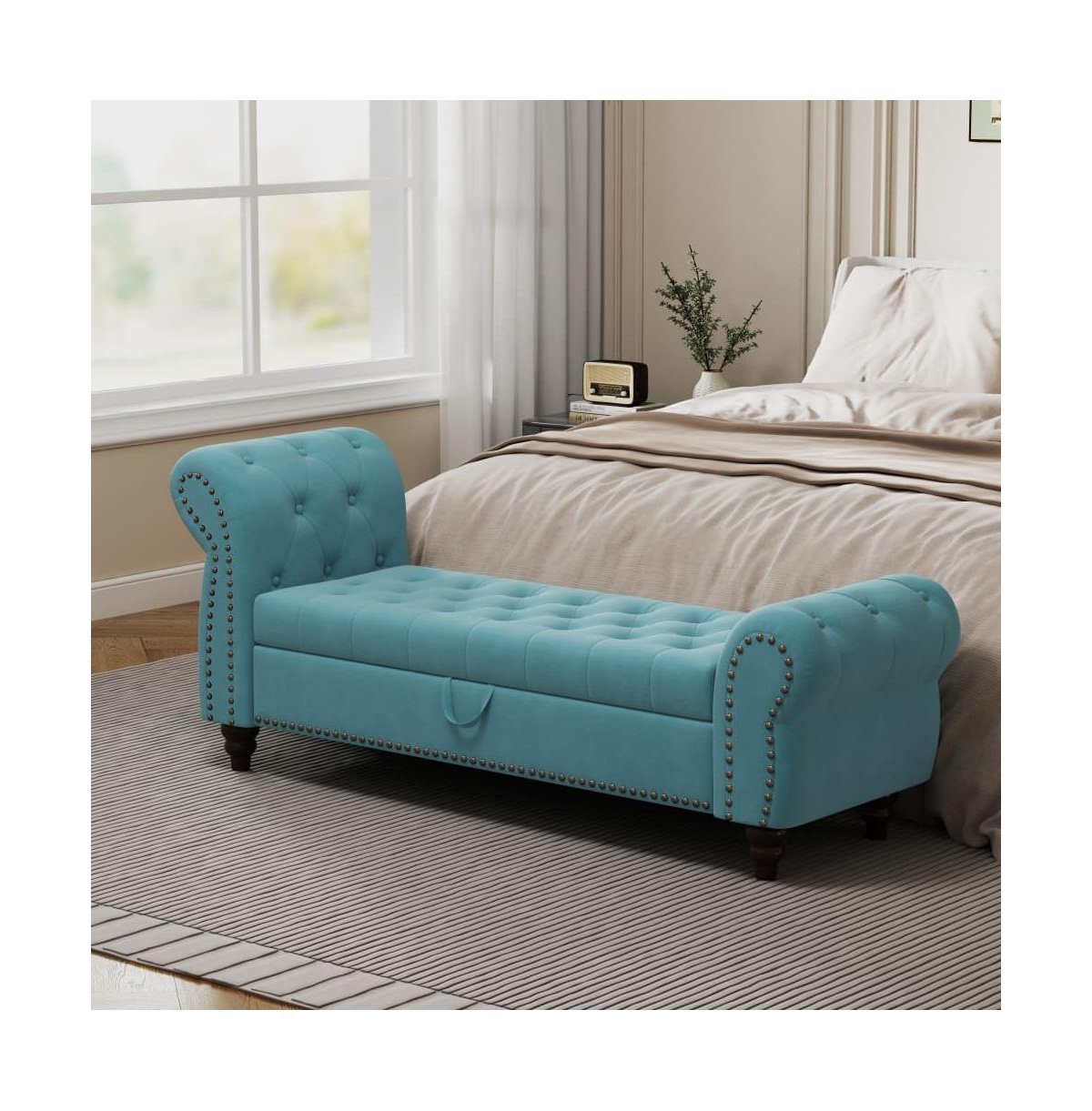 Click here for 64.5 Inch Velvet Upholstered Storage Bench  Tufted... prices