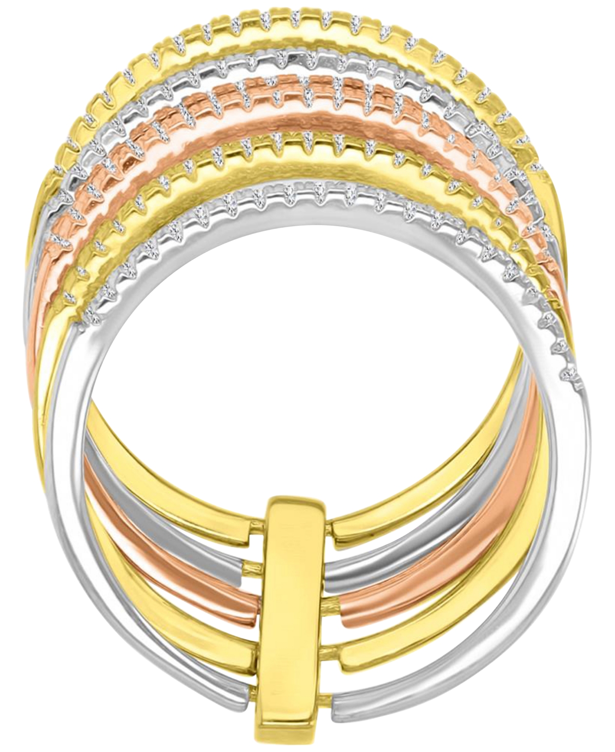 Click here for Cubic Zirconia Multi-Layer Statement Ring in Sterl... prices