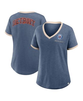 Fanatics Women's Navy Detroit Tigers Binge Worthy Stadium Slub V-Neck T ...
