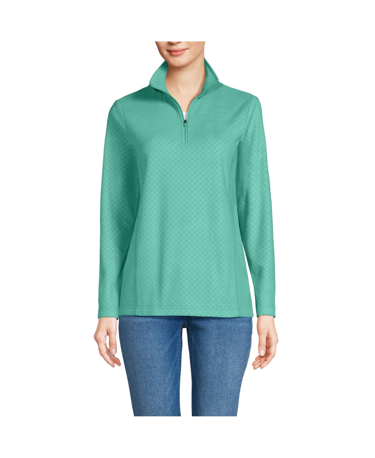 Click here for Lands End Womens Embossed Quarter Zip Fleece Pullo... prices