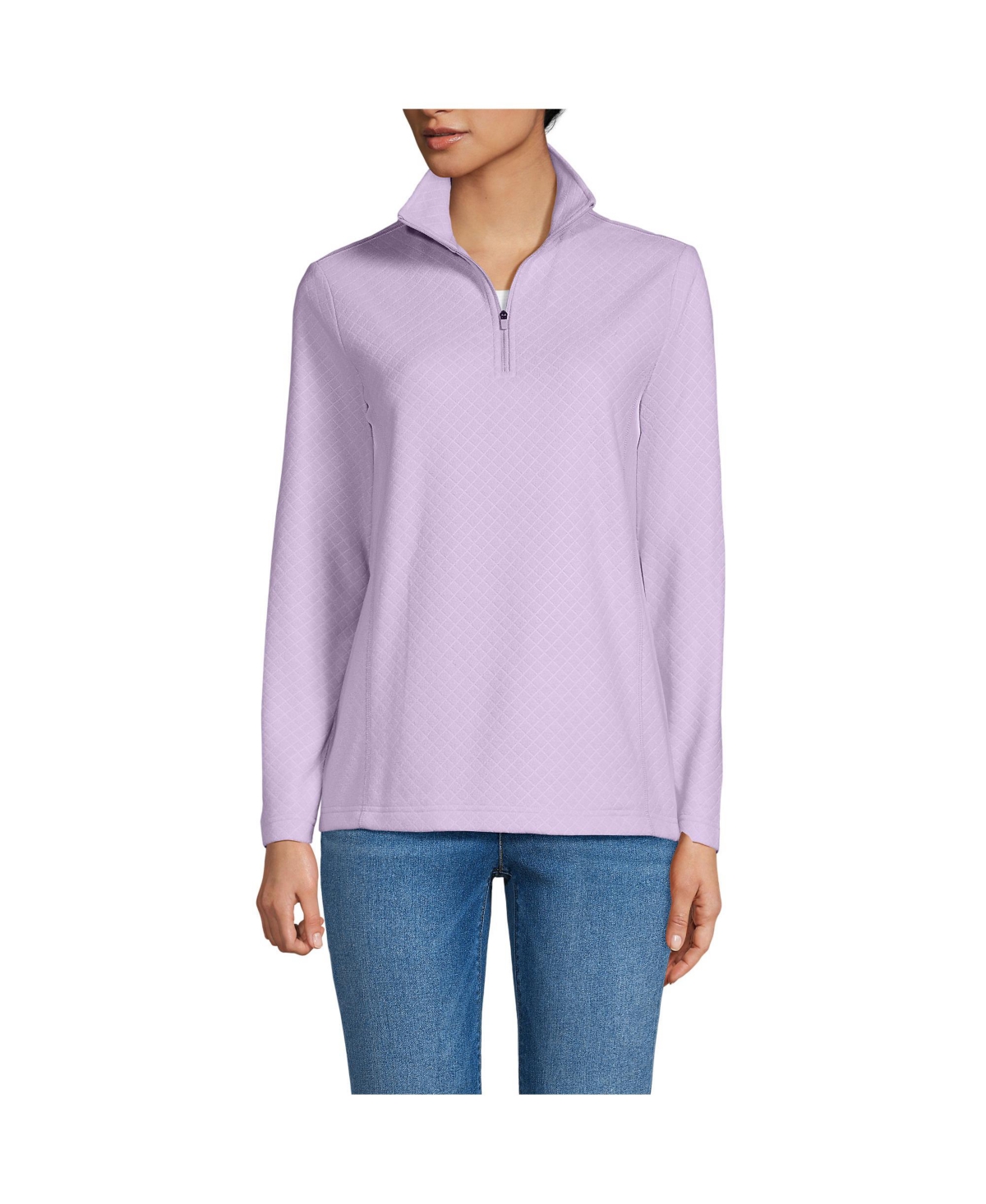Click here for Lands End Womens Embossed Quarter Zip Fleece Pullo... prices