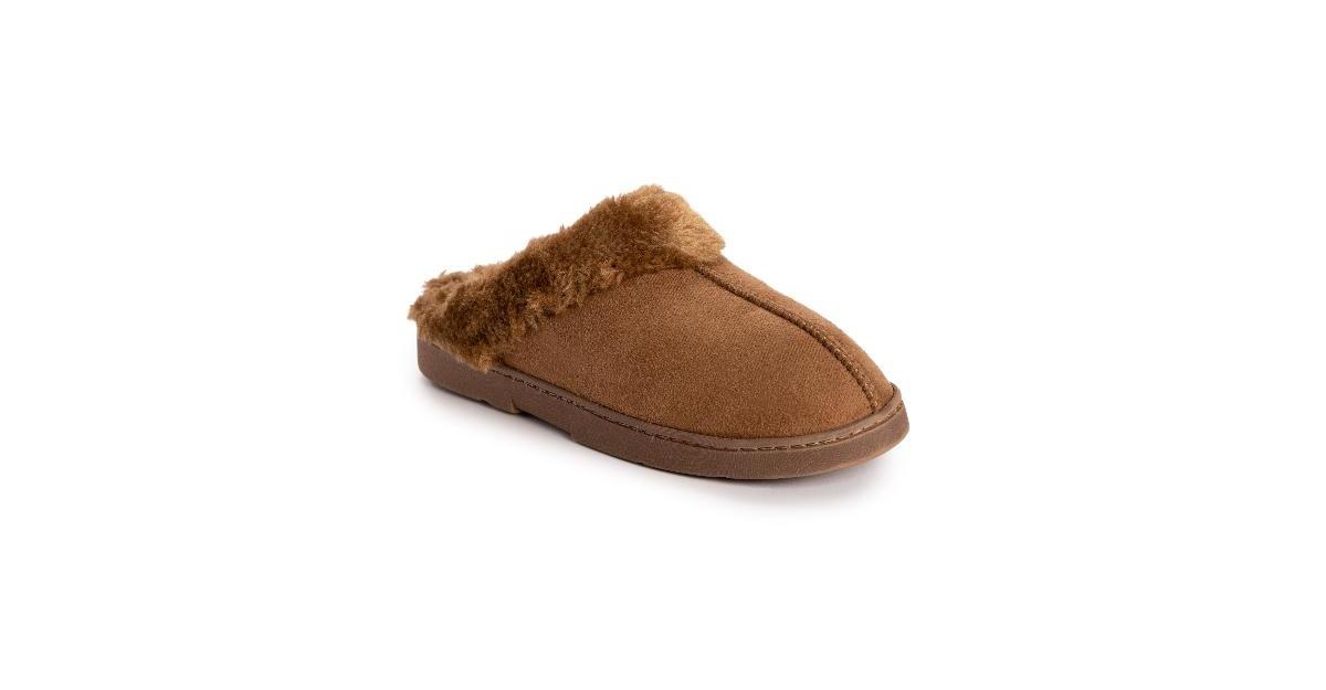 Click here for Muk Luks Womens Faux Suede Clog Slippers - Brown/b... prices