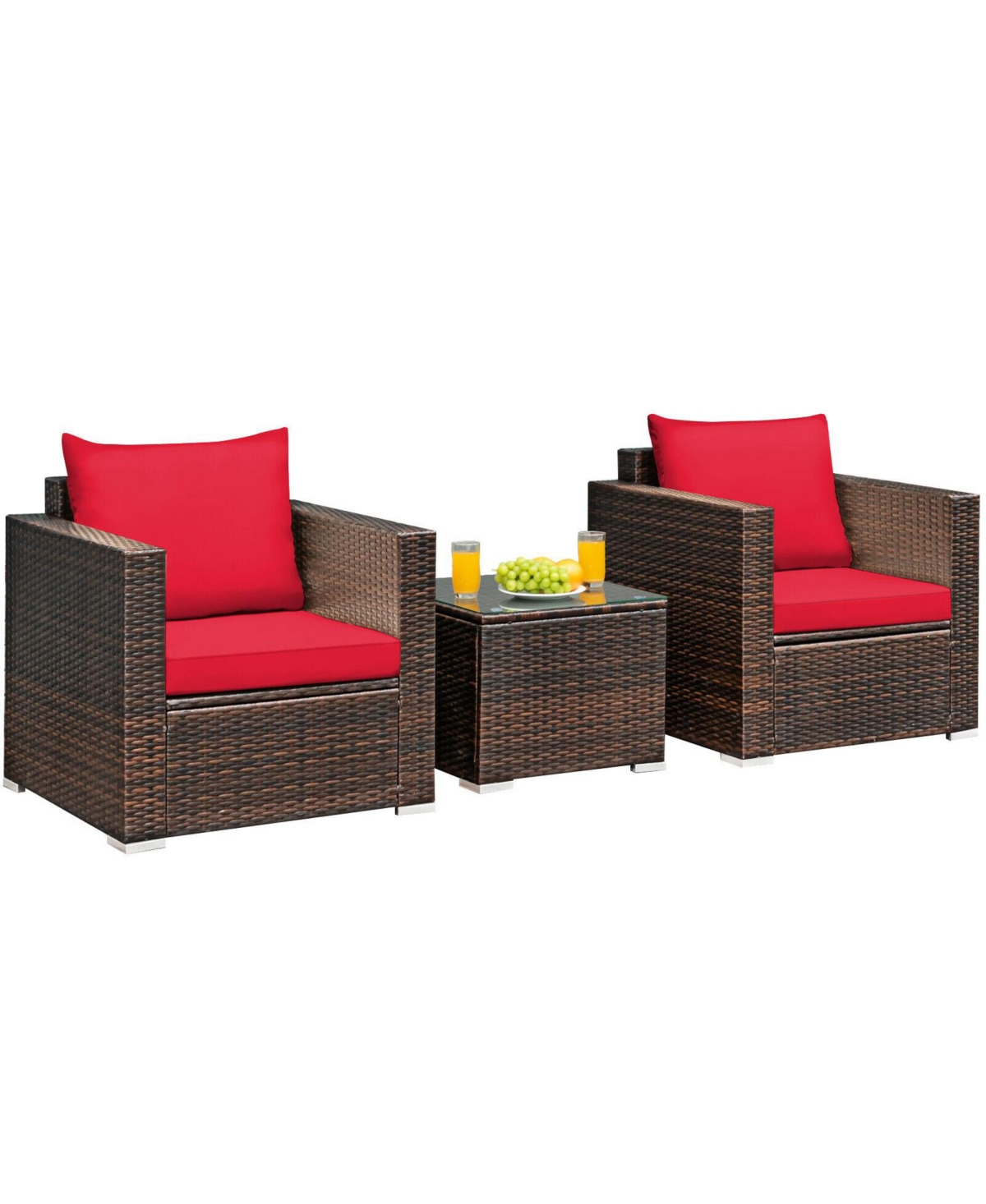 Click here for Gymax 3 Piece Outdoor Patio Rattan Conversation Fu... prices