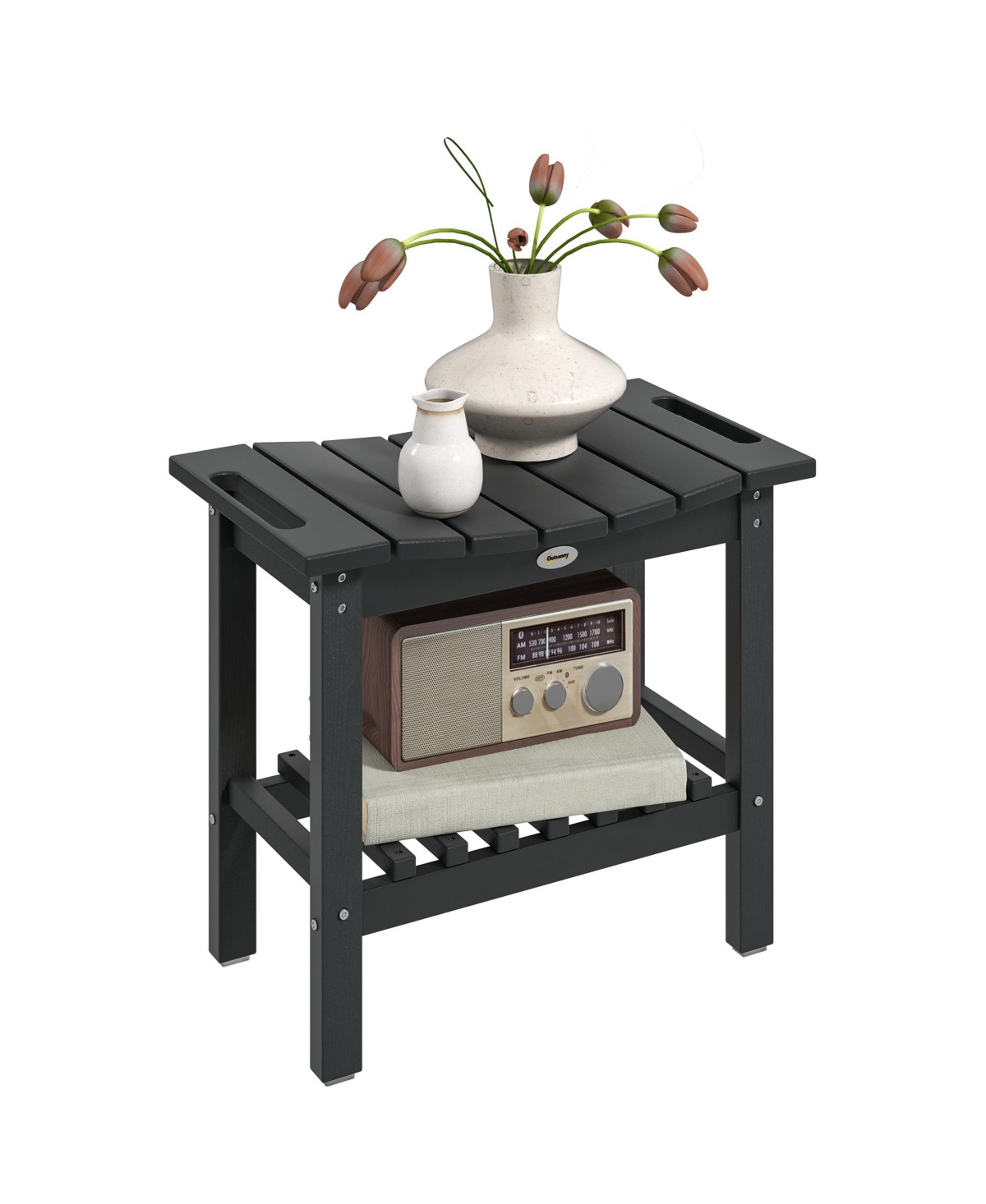 Click here for Outsunny 2-Tier Outdoor Side Table  Shower Bench w... prices