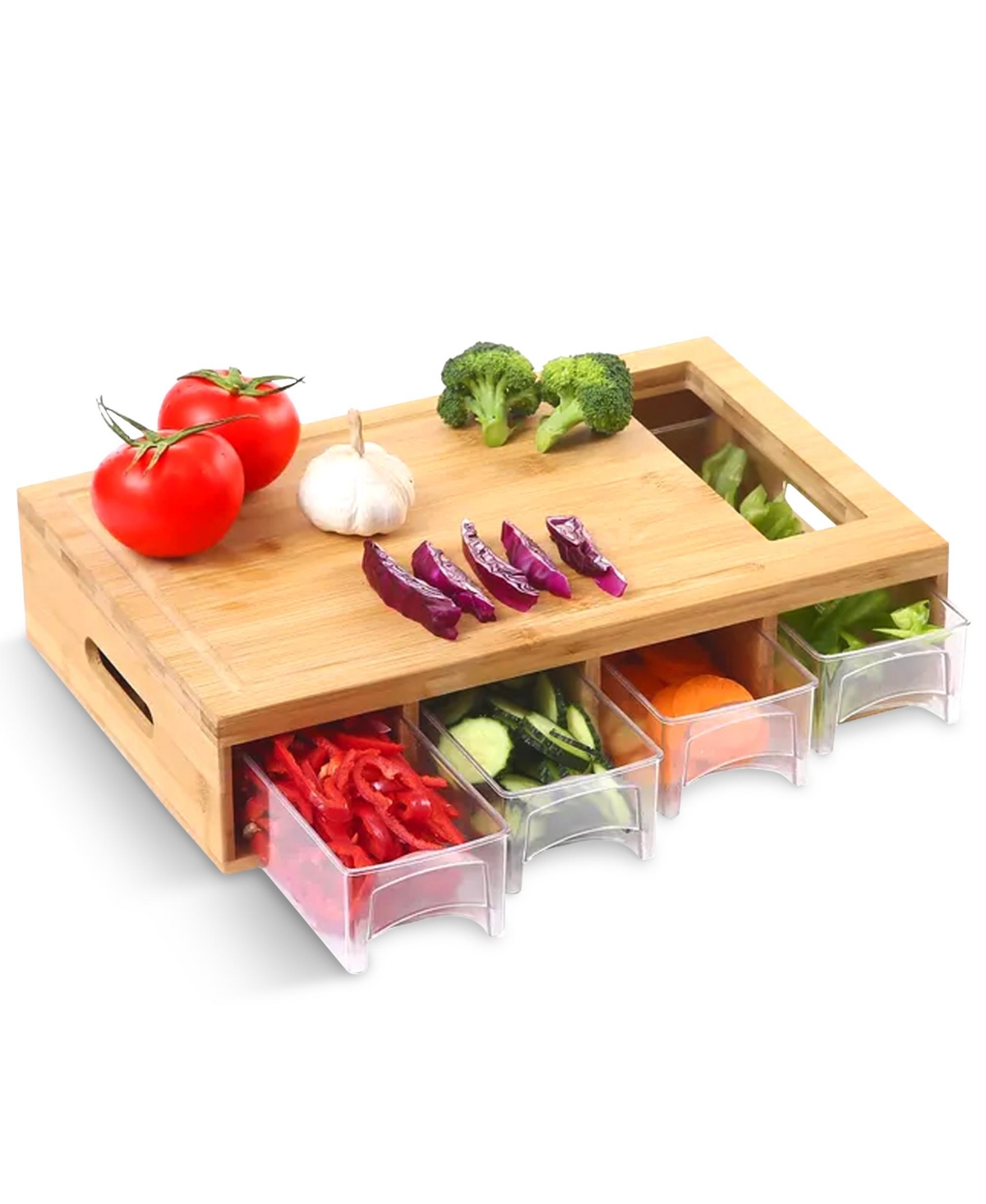 Click here for Cheer Collection Bamboo Cutting Board with 4 Conta... prices