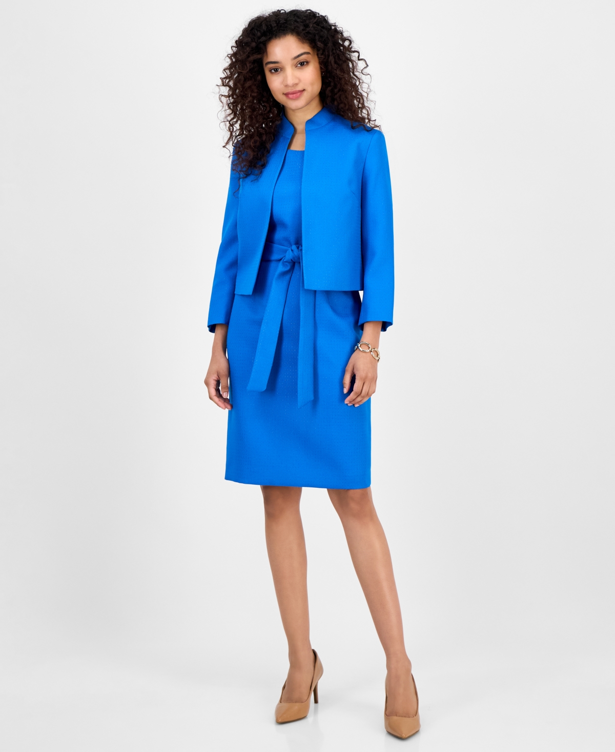 Click here for Le Suit Womens 3/4-Sleeve Jacket And Belted Sheath... prices