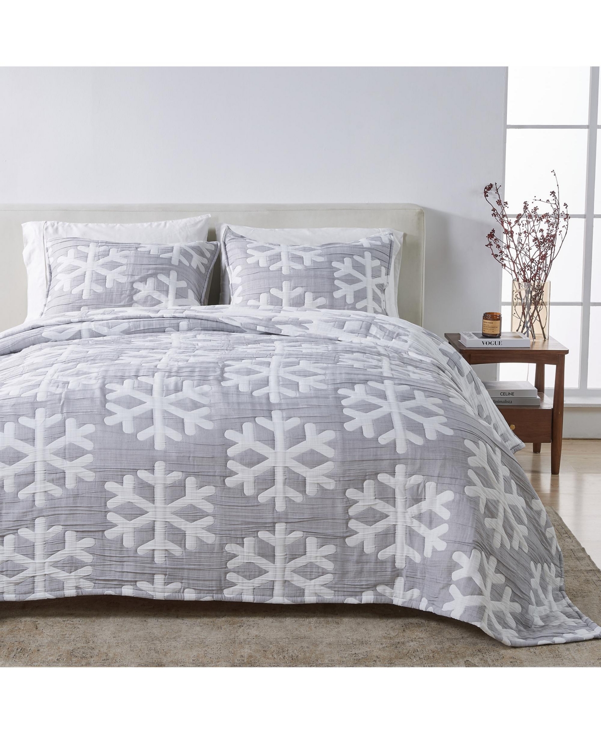 Click here for Linery & Co. Winter-Themed Snowflake Matelasse Qui... prices
