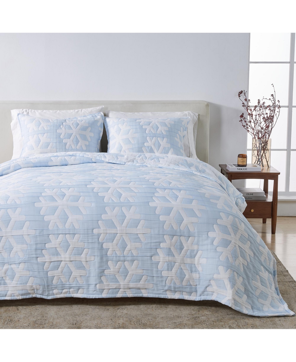 Click here for Linery & Co. Winter-Themed Snowflake Matelasse Qui... prices