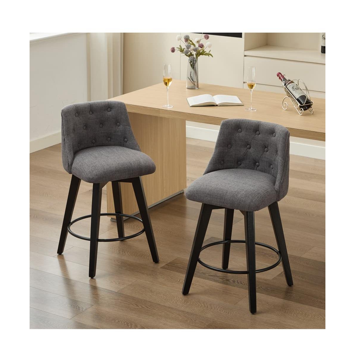 Click here for Set of 2 Swivel Counter Height Bar Stools  Linen U... prices