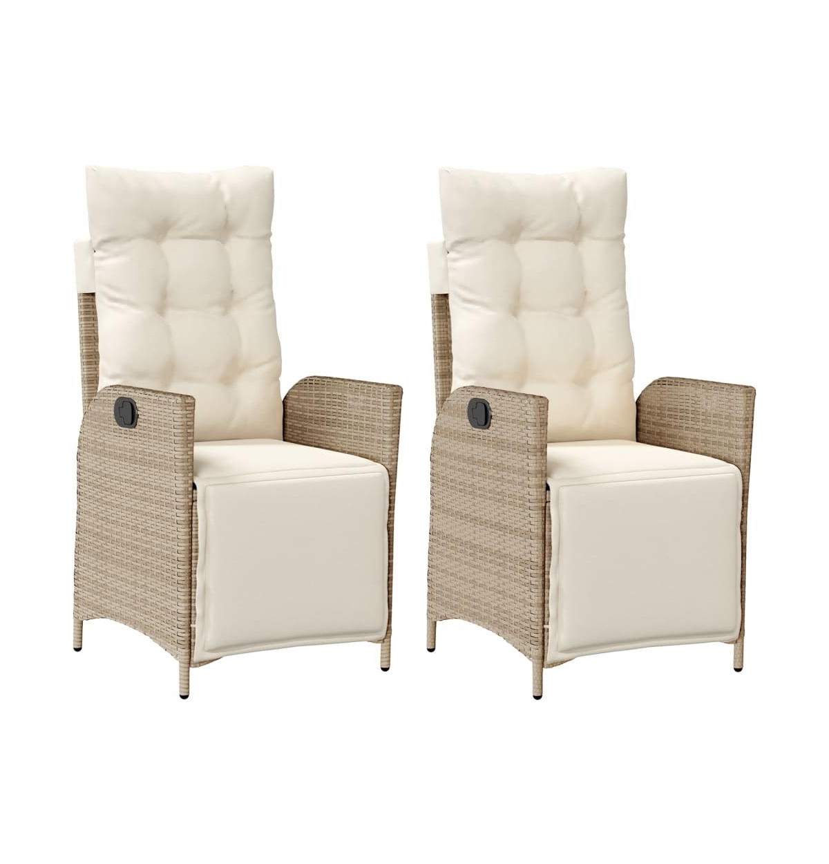 Click here for Reclining Patio Chairs 2 pcs with Footrest Beige P... prices