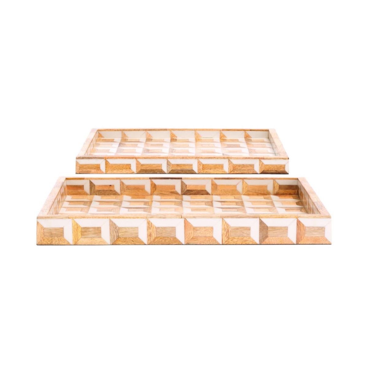 Click here for Aria  Tray Set 2 - Antique ivory / natural brown prices