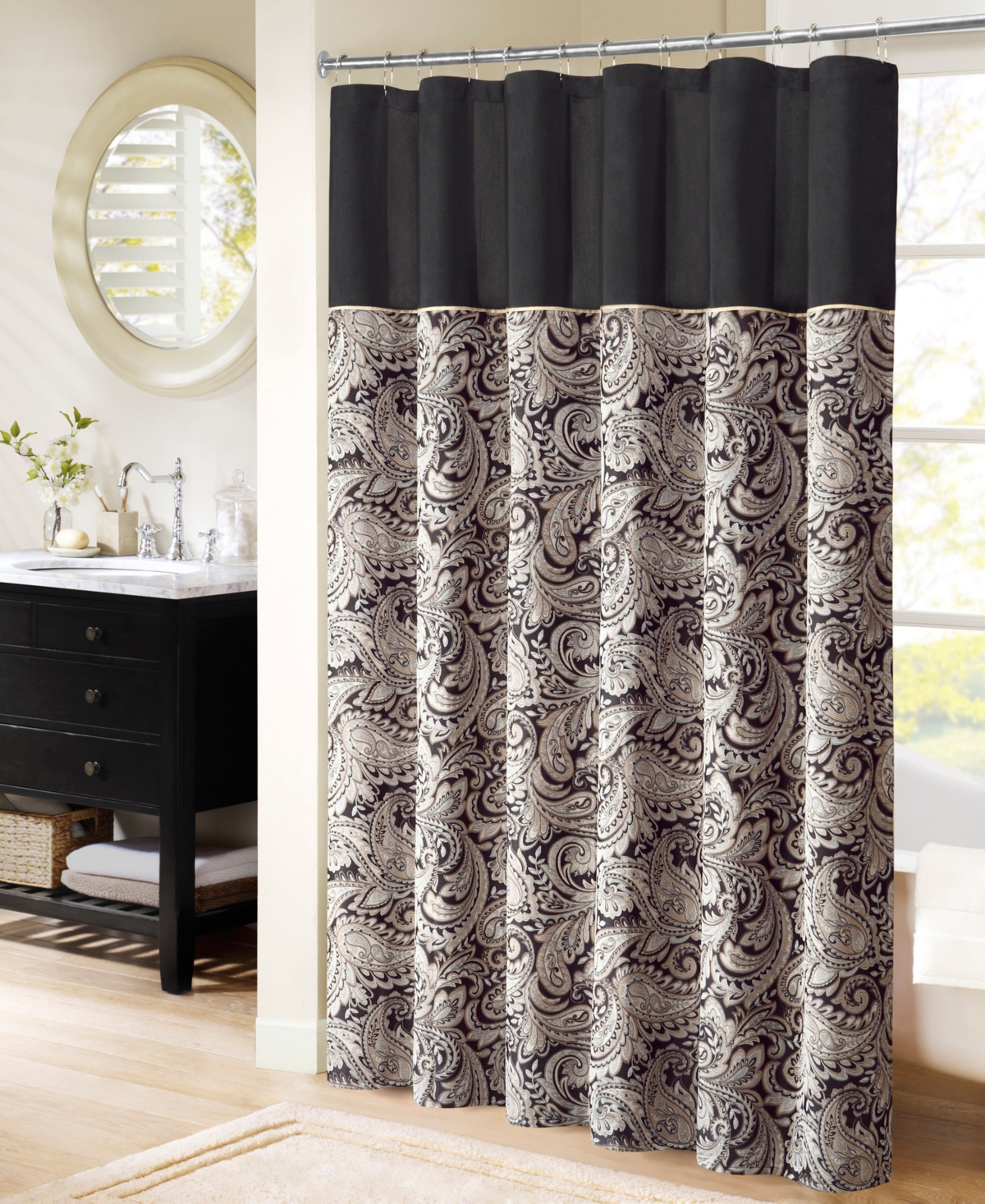 Click here for Madison Park Aubrey Jacquard Beaded Shower Curtain... prices