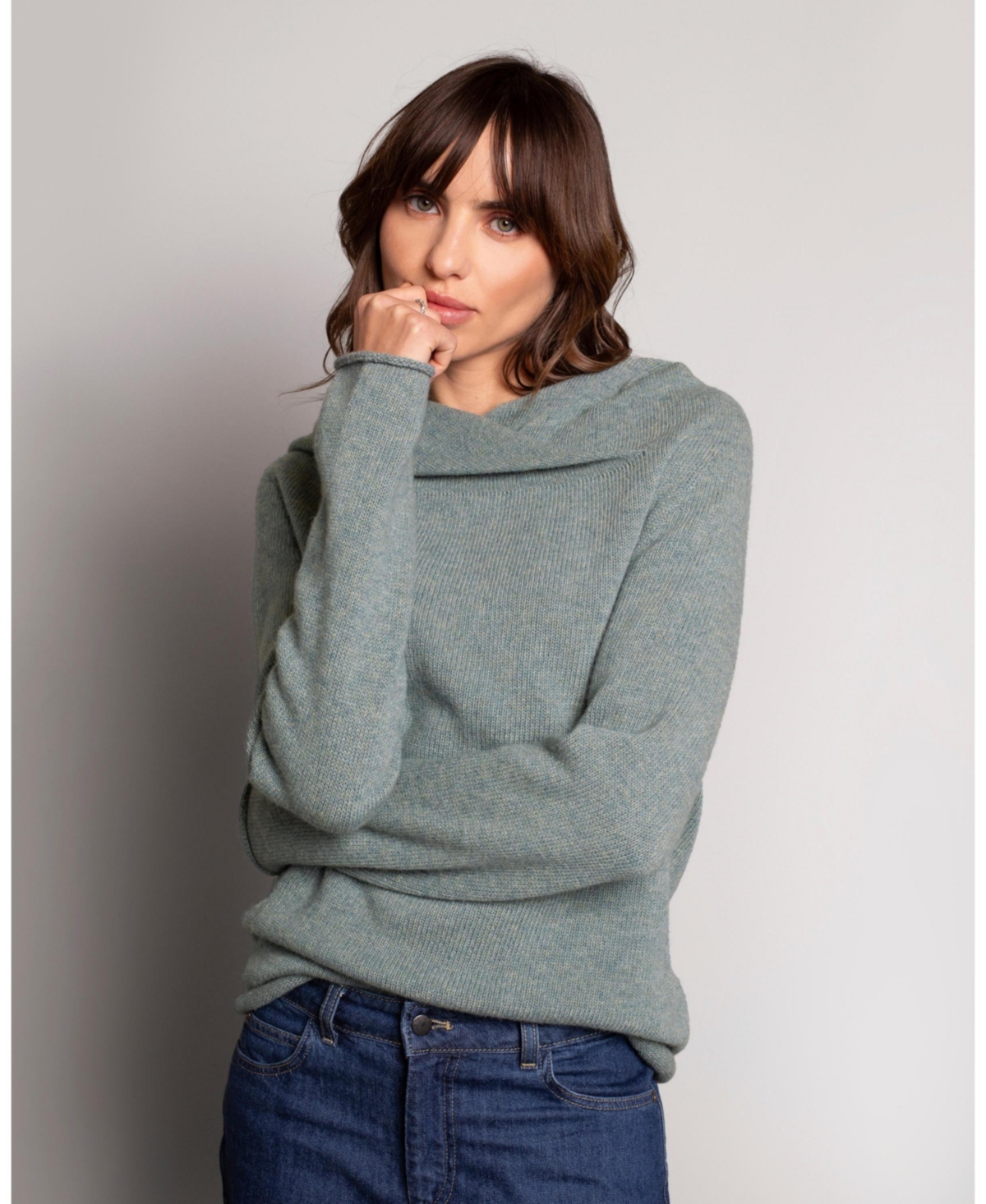 Click here for Celtic & Co. Womens Collared Slouch Sweater - Dark... prices