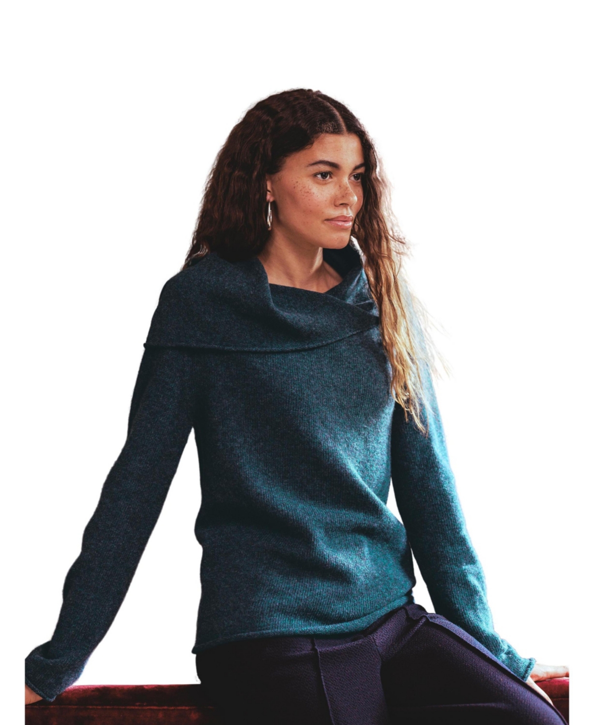 Click here for Celtic & Co. Womens Collared Slouch Sweater - Deep... prices
